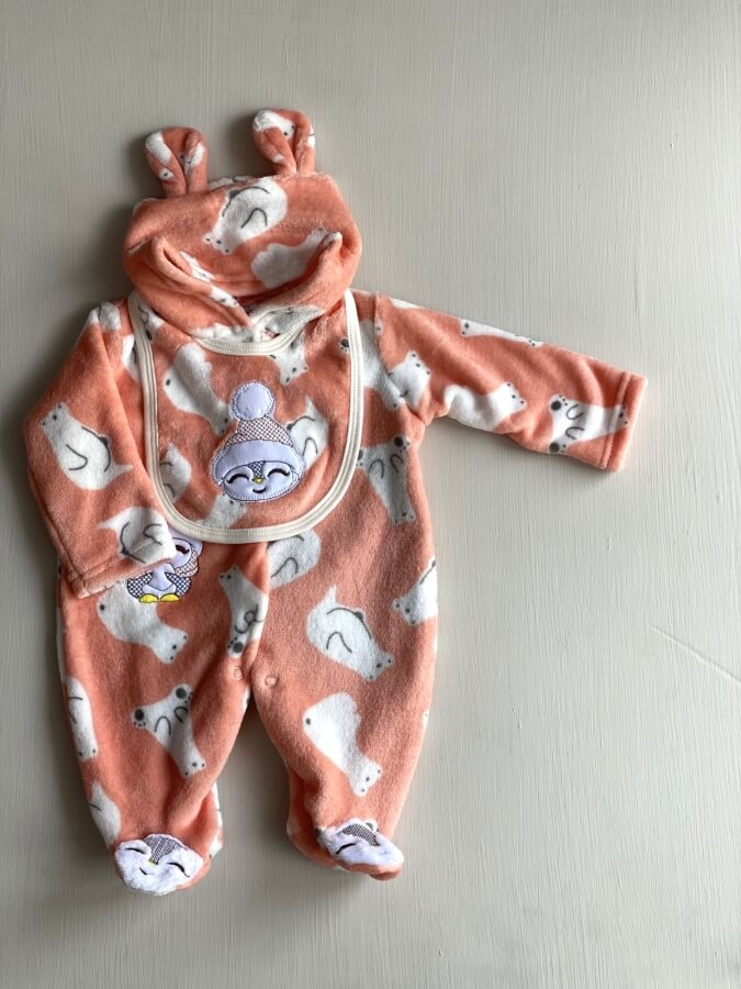 11082. Cachoron con gorro y babero de ositos polares | Boutique de Ropa ...
